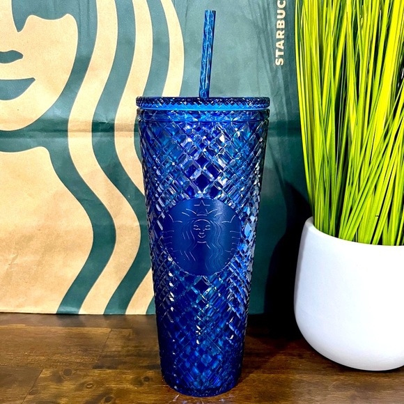 Starbucks | Kitchen | Starbucks Jeweled Azure Blue Cold Cup Tumbler 222 ...